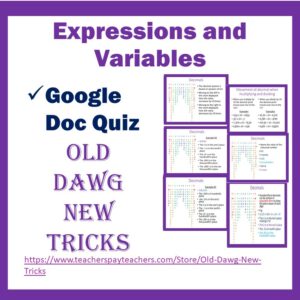Expressions and Variable Google Doc Quiz - Made By Teachers