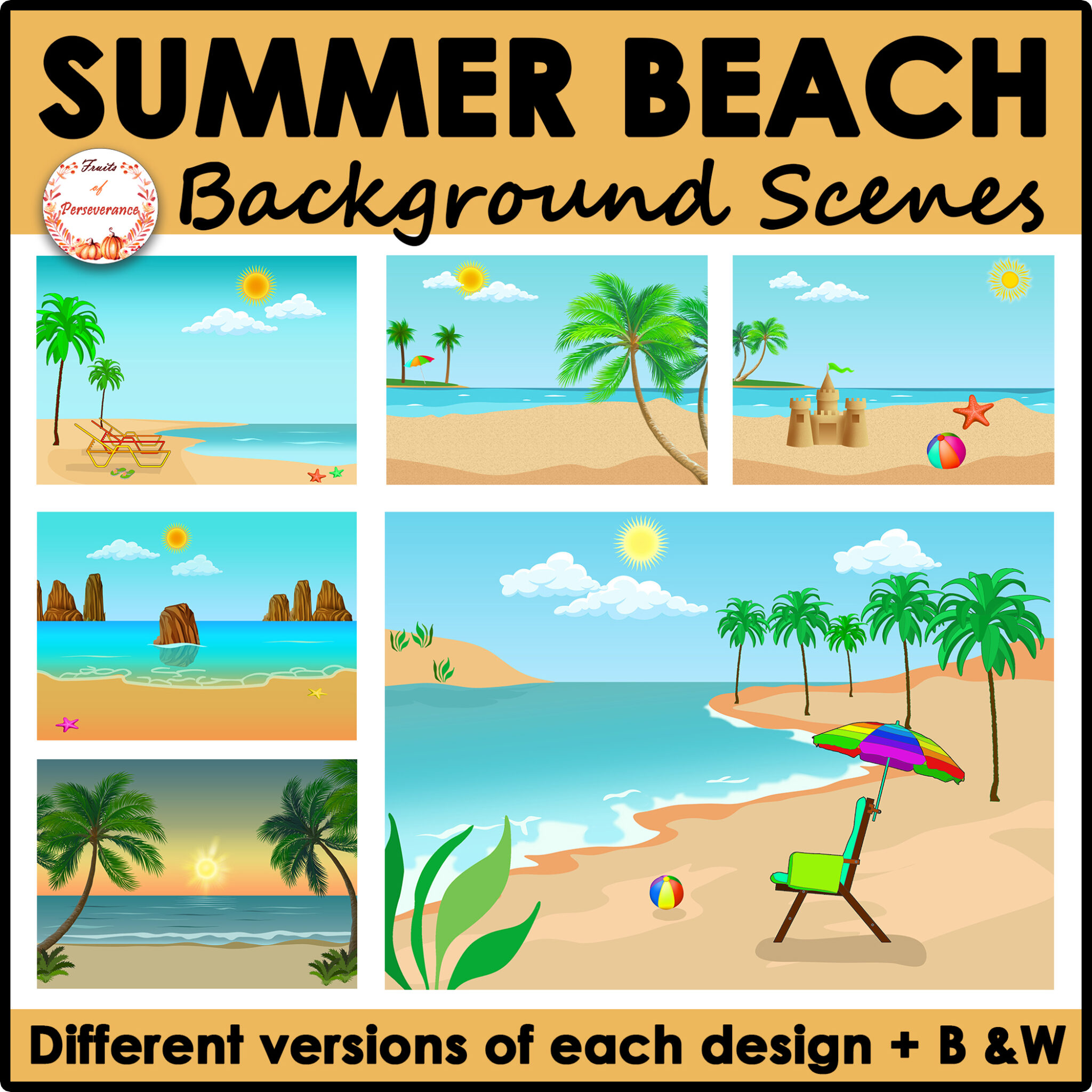 Beach Background Scenes Clipart - Made By Teachers
