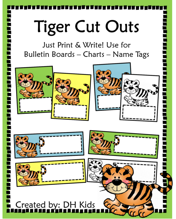 Tiger Cut Outs - Name Labels - Name Tags (Copy) - Made By Teachers