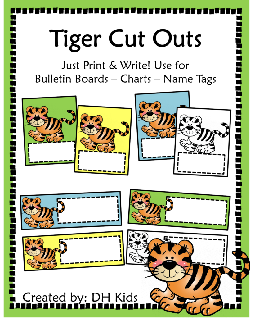 Tiger Cut Outs - Name Labels - Name Tags (Copy) | Made By Teachers