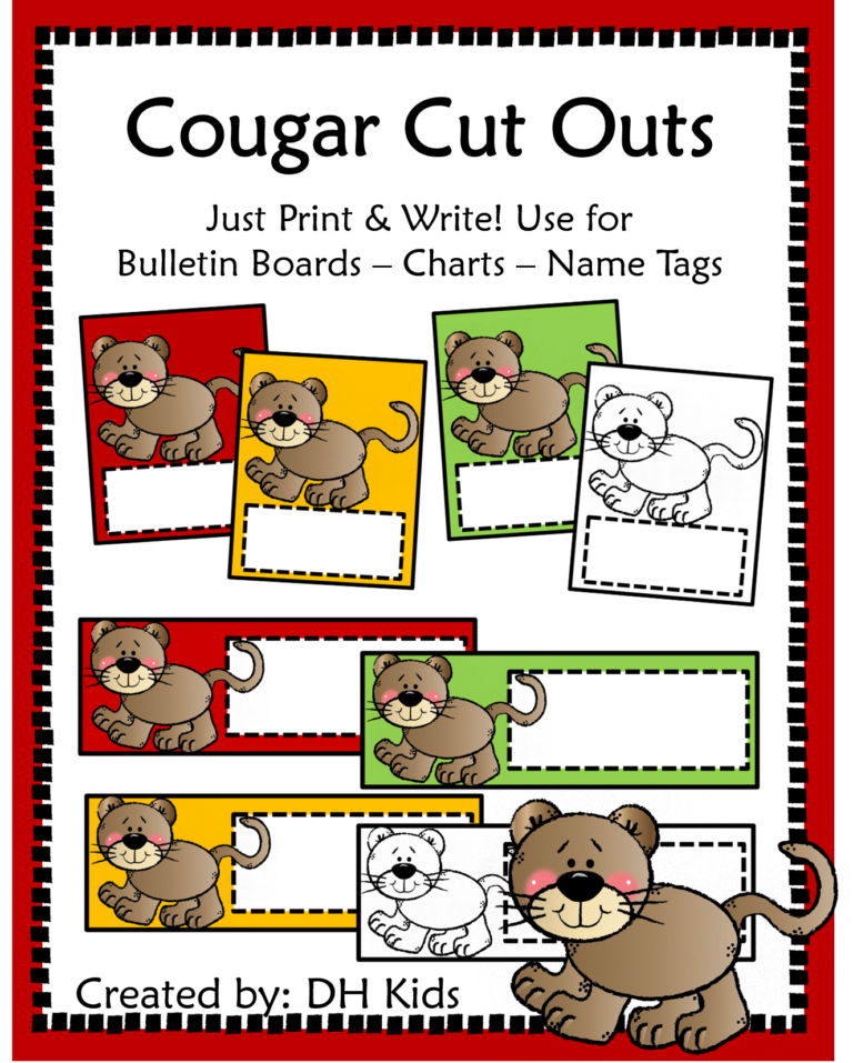 Cougar Cut Outs - Name Labels - Name Tags | Made By Teachers