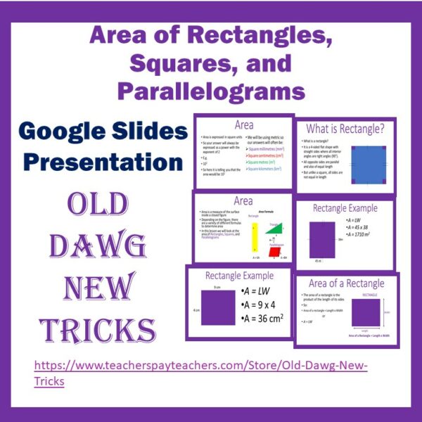 Area Rectangle Square Parallelogram Google Slides - Made By Teachers