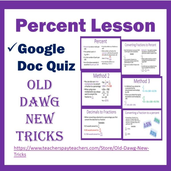 Percent Google Doc Quiz - Made By Teachers