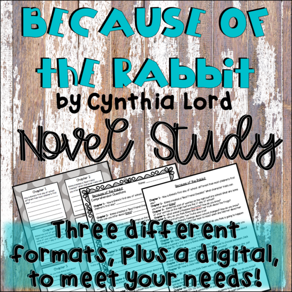 Because of the Rabbit by Cynthia Lord Novel Study | Made By Teachers
