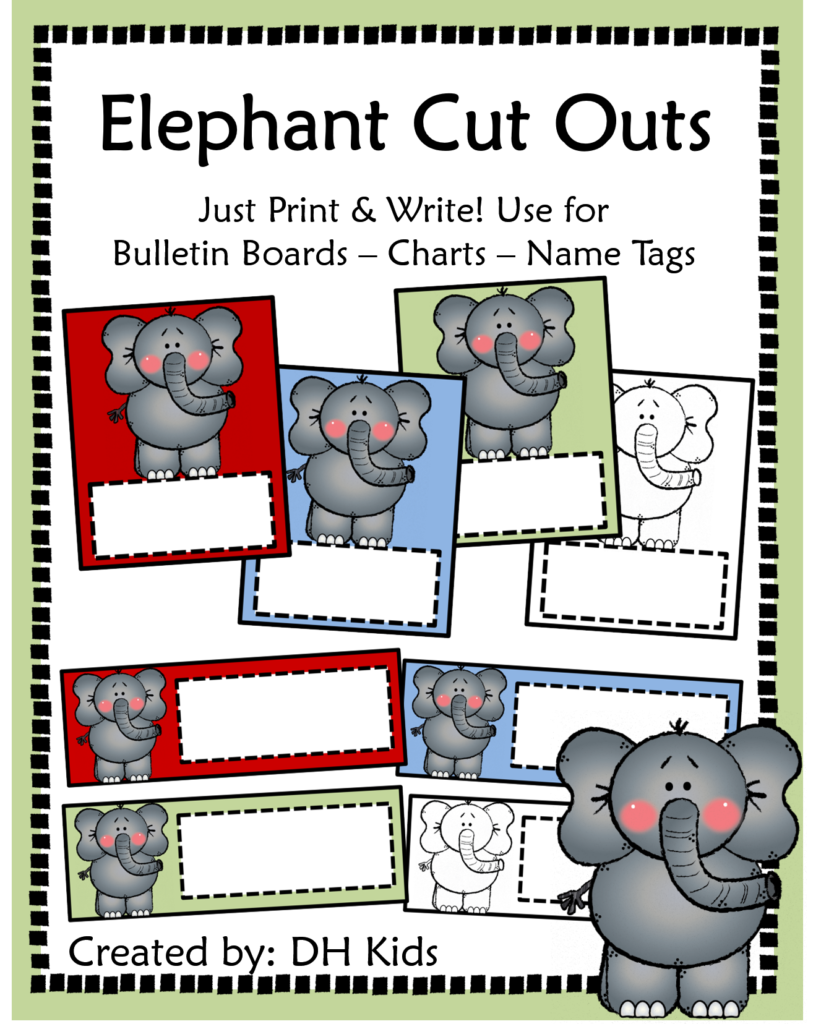 Elephant Cut Outs - Name Labels - Name Tags - Made By Teachers