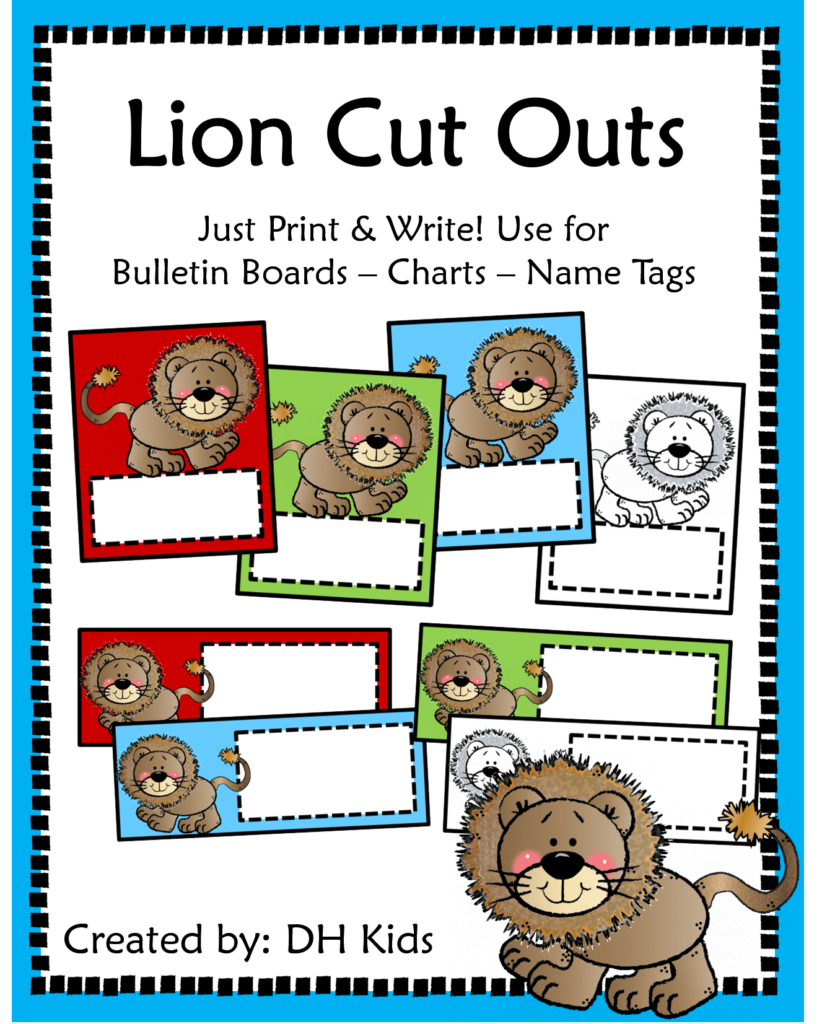 Lion Cut Outs - Name Labels - Name Tags | Made By Teachers