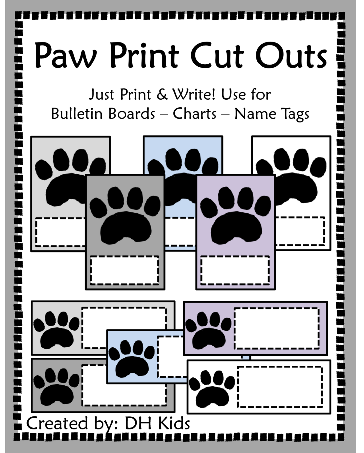 Paw Print Cut Outs - Name Labels - Name Tags | Made By Teachers
