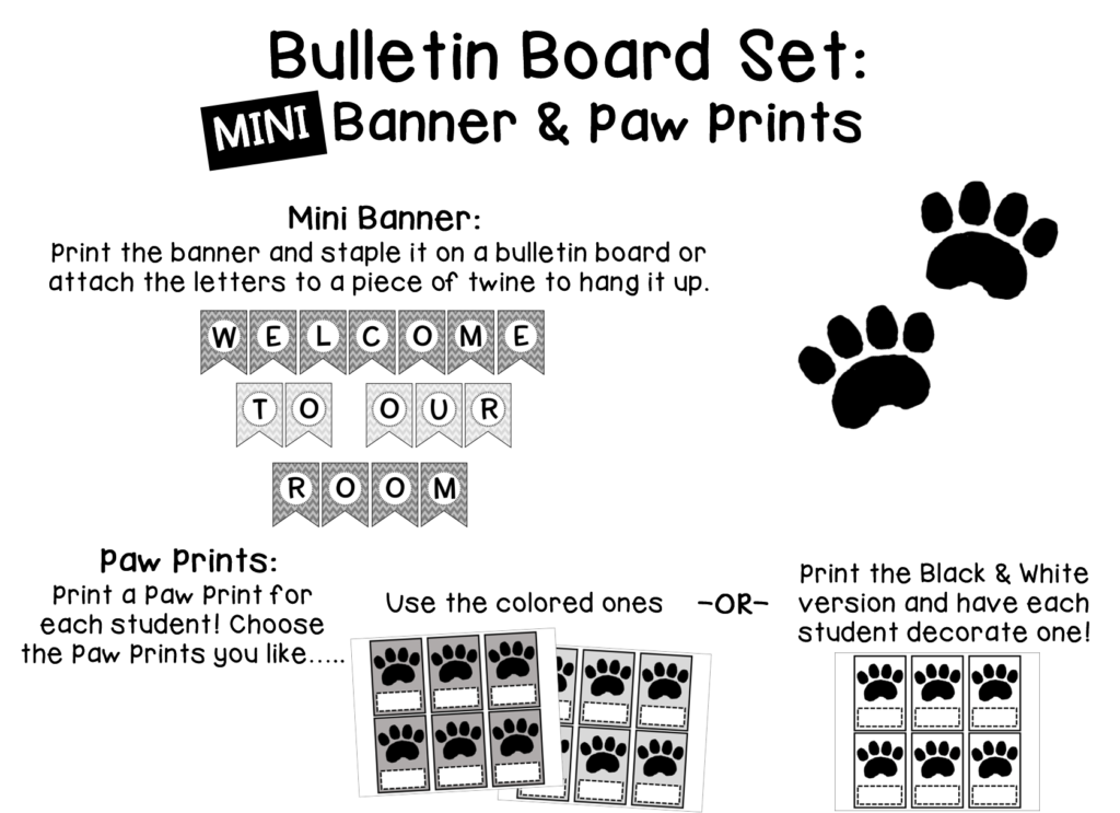 Paw Print Bulletin Board Set, Welcome to our Room | Made By Teachers