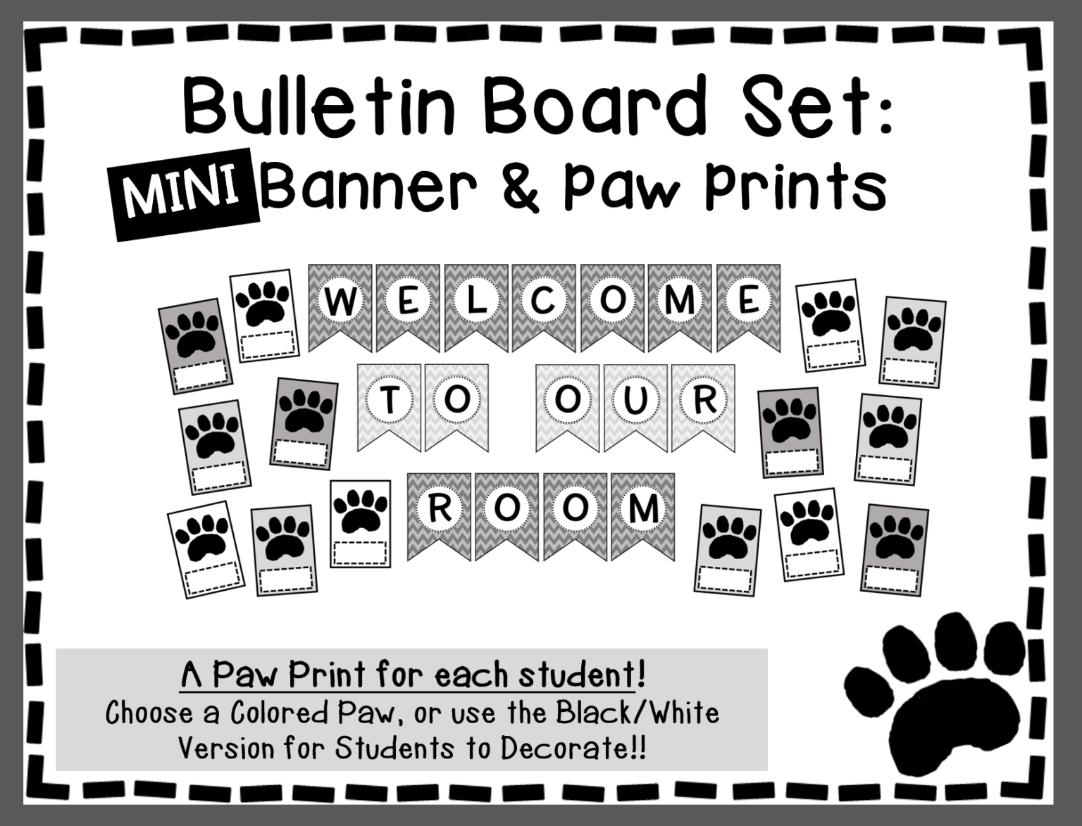 Paw Print Bulletin Board Set, Welcome to our Room | Made By Teachers