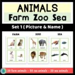 Flashcards Farm, Zoo, Ocean Animals Bundle | Made By Teachers