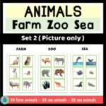 Flashcards Farm, Zoo, Ocean Animals Bundle | Made By Teachers