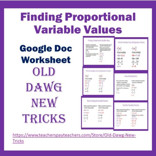 Finding Proportional Variable Value Google W.S. | Made By Teachers
