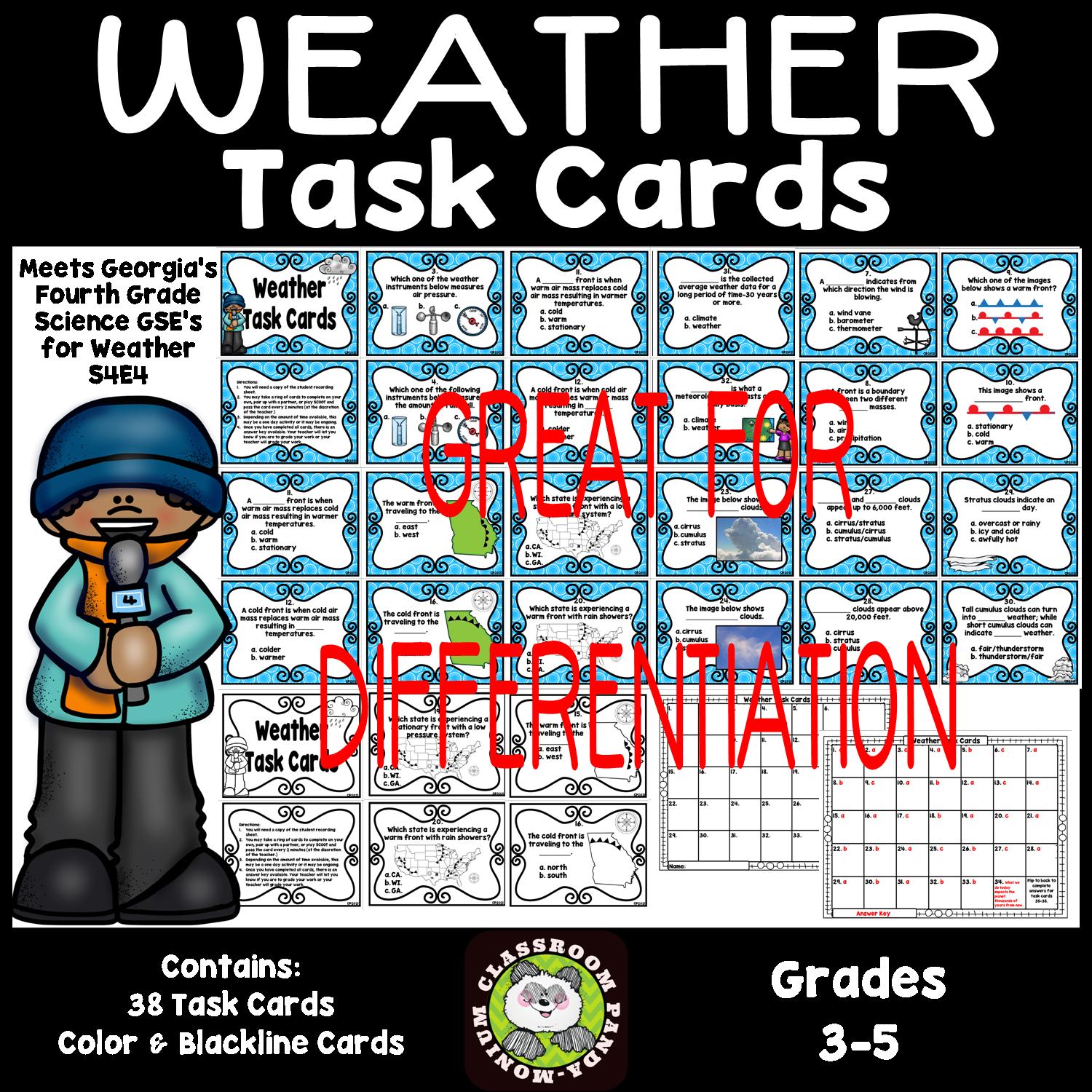 Weather Task Cards | Made By Teachers