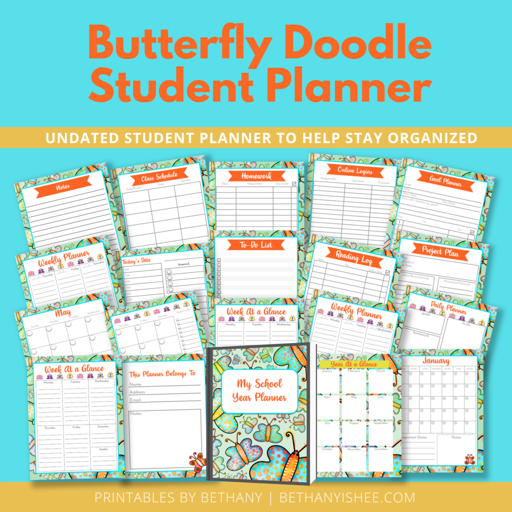 Butterfly Doodle Student Planner | Made By Teachers