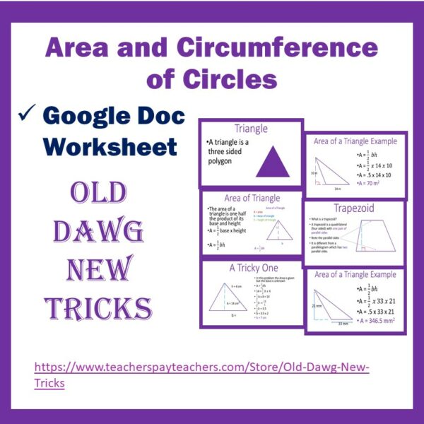 Area and Circumference of Circles Google Doc Assig | Made By Teachers