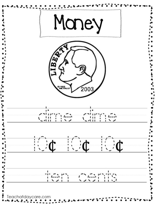 10 Printable Money Tracing Worksheets. - Made By Teachers