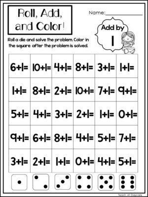 10 Roll, Add, and Color Worksheets. - Made By Teachers