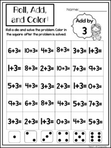 10 Roll, Add, and Color Worksheets. - Made By Teachers