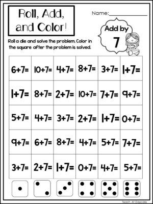 10 Roll, Add, and Color Worksheets. - Made By Teachers