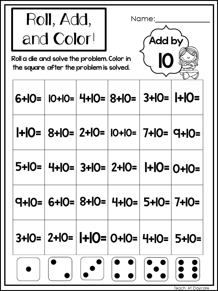 10 Roll, Add, and Color Worksheets. - Made By Teachers