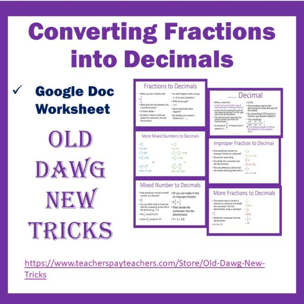 Converting Fractions into Decimals Google Doc - Made By Teachers