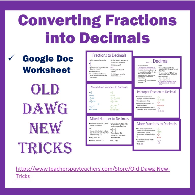 Converting Fractions Into Decimals Google Doc Made By Teachers