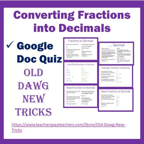 Converting Fractions into Decimals Google Doc Quiz | Made By Teachers