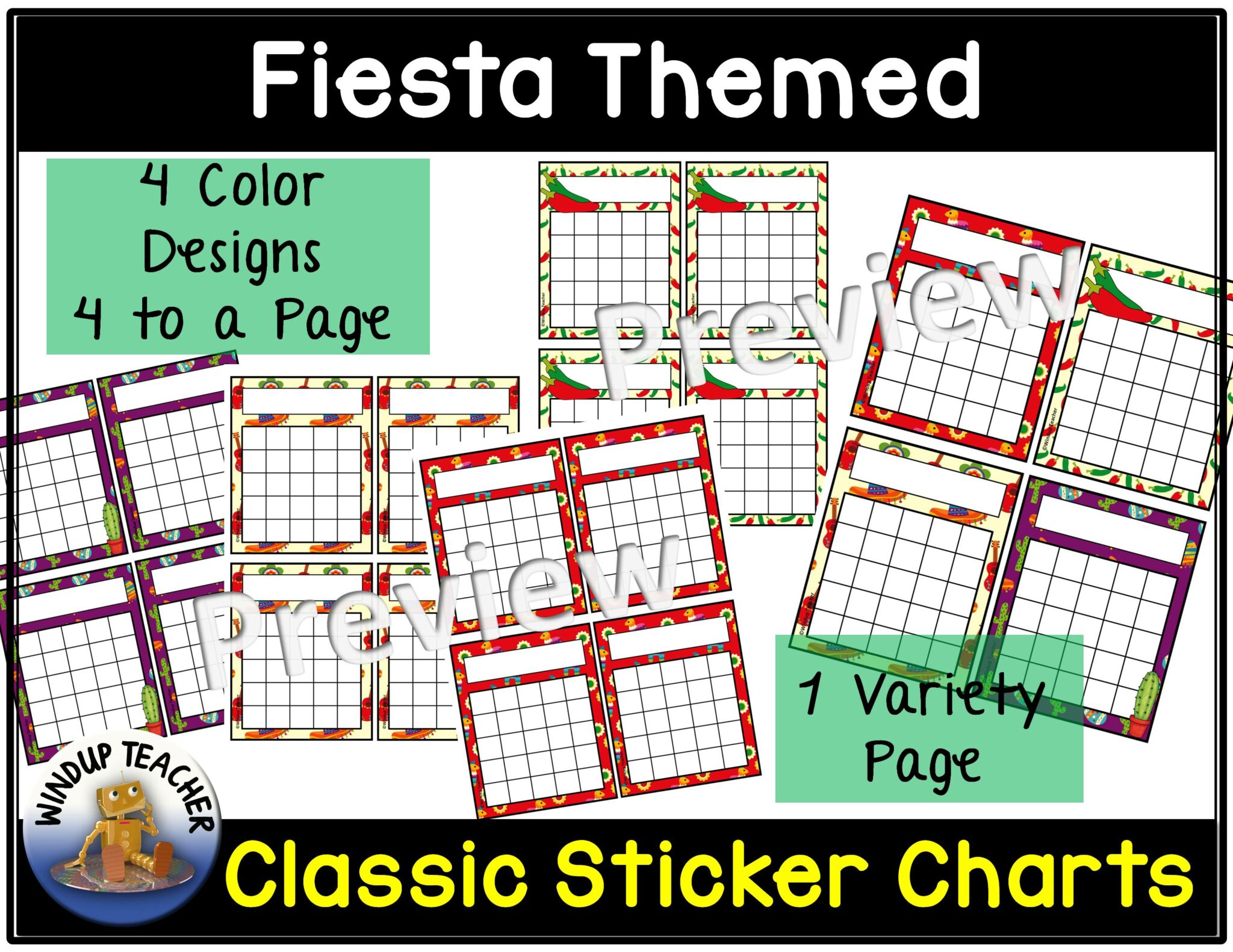 Fiesta Theme Sticker Charts | Made By Teachers