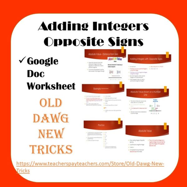 Adding Integers Opposite Signs Google Doc Assign - Made By Teachers