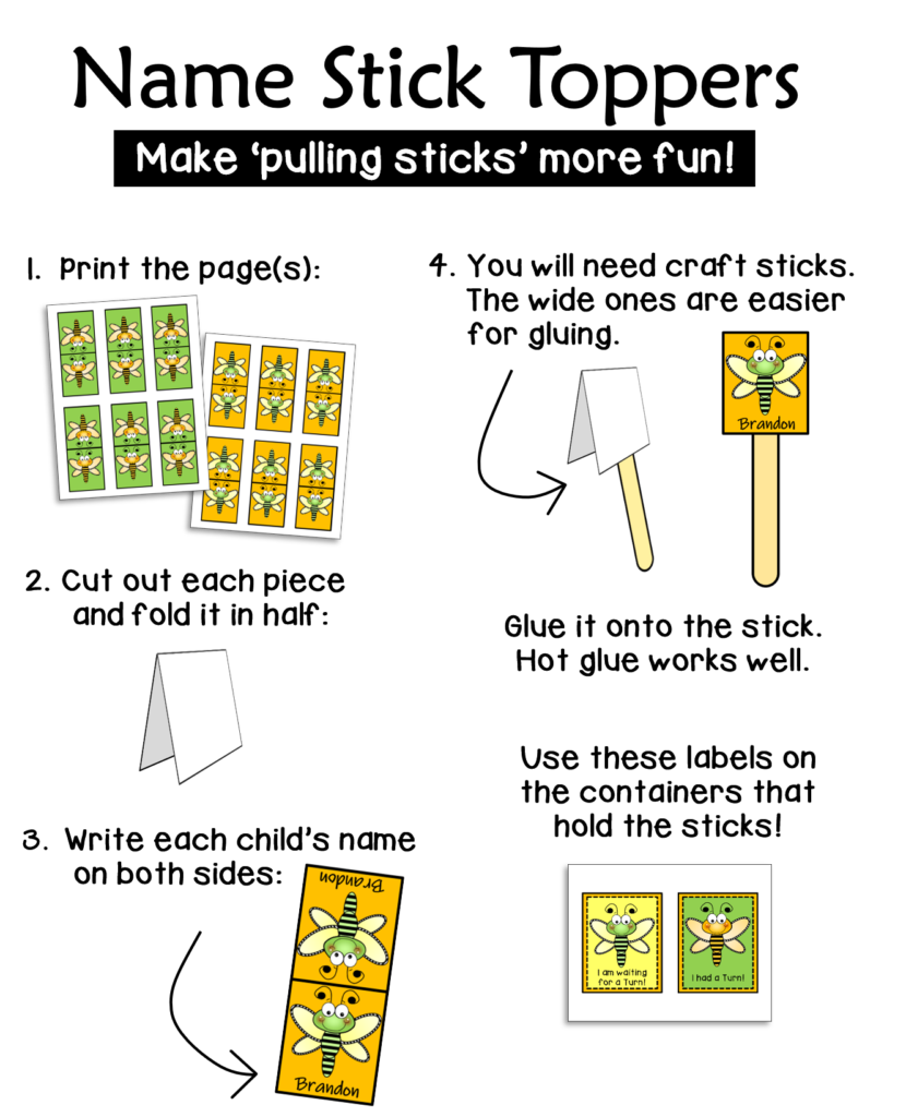 Dragonfly Name Stick Toppers - Pull Sticks Insect | Made By Teachers