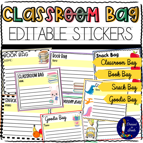 Classroom Bag Editable Stickers | Made By Teachers