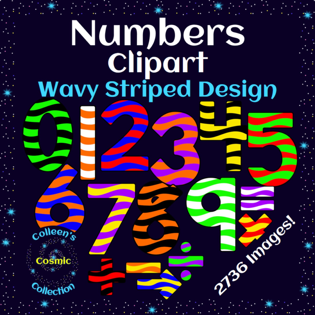 Wavy Striped Numbers Font Clipart - Made By Teachers