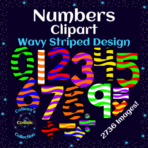 Wavy Striped Numbers Font Clipart - Made By Teachers