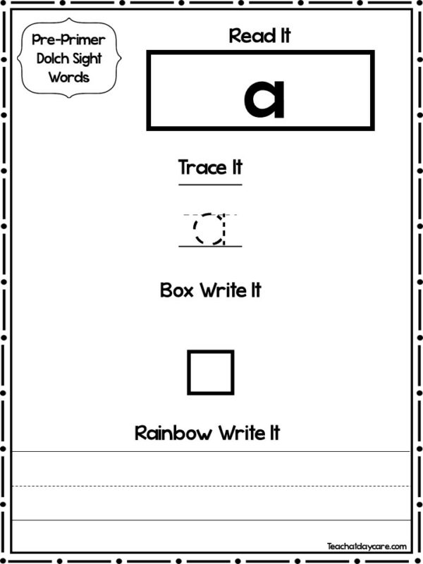 Dolch Pre-Primer Read Trace, Box Write, Rainbow Wr - Made By Teachers