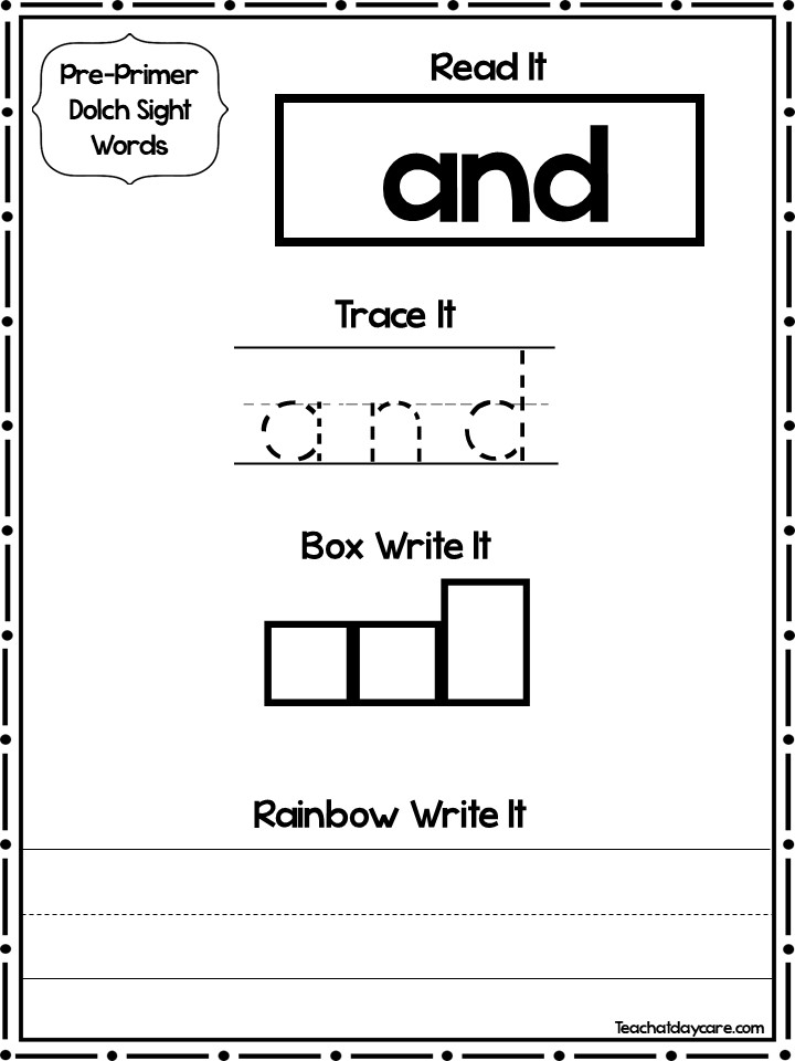 Dolch Pre-Primer Read Trace, Box Write, Rainbow Wr - Made By Teachers