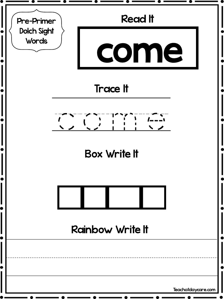 Dolch Pre-Primer Read Trace, Box Write, Rainbow Wr - Made By Teachers