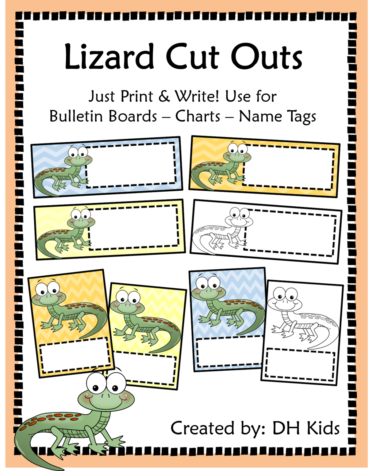 Lizard Cut Outs - Name Labels - Name Tags - Made By Teachers