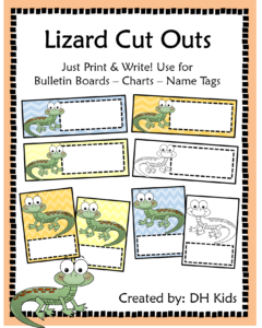 Lizard Cut Outs - Name Labels - Name Tags - Made By Teachers