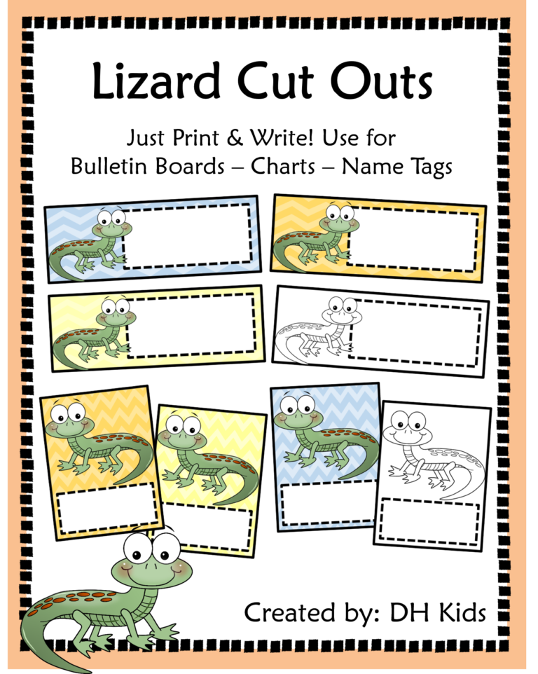 Lizard Cut Outs - Name Labels - Name Tags - Made By Teachers