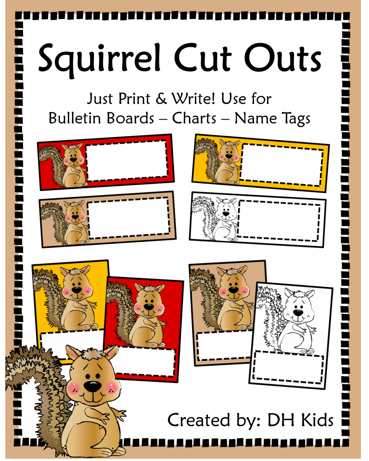Squirrel Cut Outs - Fall Name Labels - Name Tags - Made By Teachers