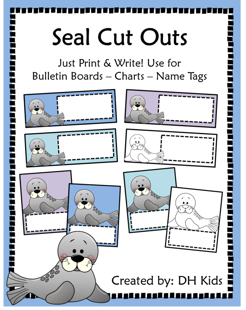 Seal Cut Outs - Ocean Name Labels - Name Tags | Made By Teachers