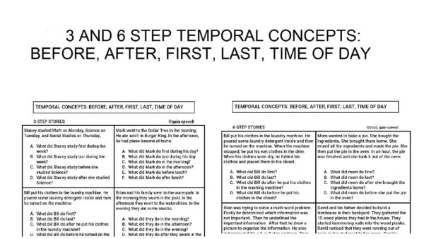 3 AND 6 STEP TEMPORAL CONCEPTS: BEFORE, AFTER, FIRST, LAST - Made By ...