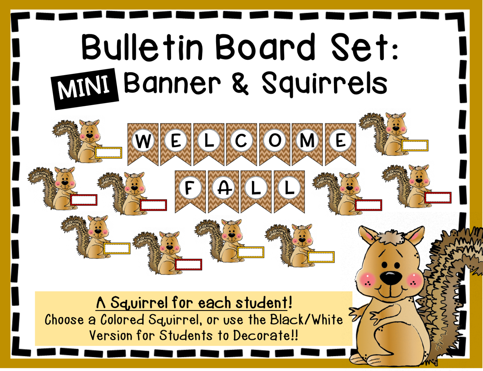 Fall Bulletin Board Set - Squirrel Welcome Fall - Made By Teachers