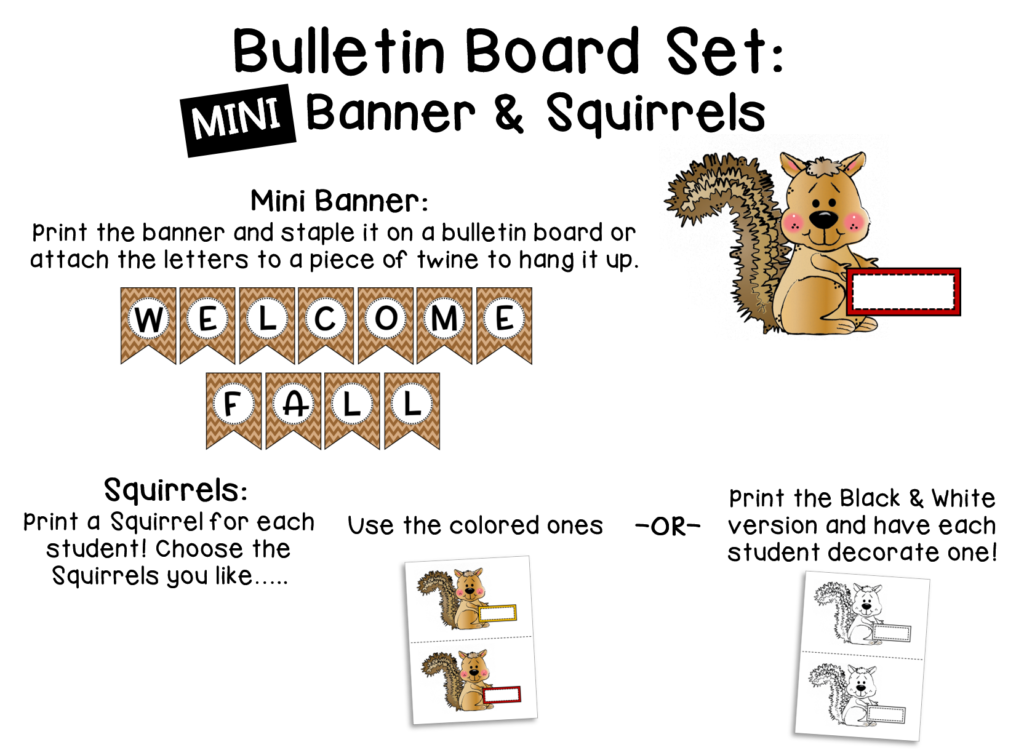 Fall Bulletin Board Set - Squirrel Welcome Fall | Made By Teachers