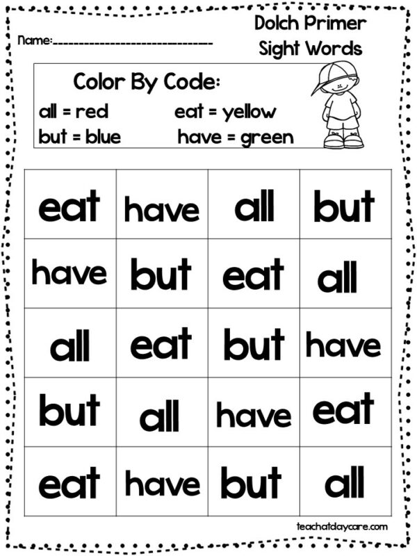 13 Printable Color the Dolch Primer Sight Words Wo | Made By Teachers