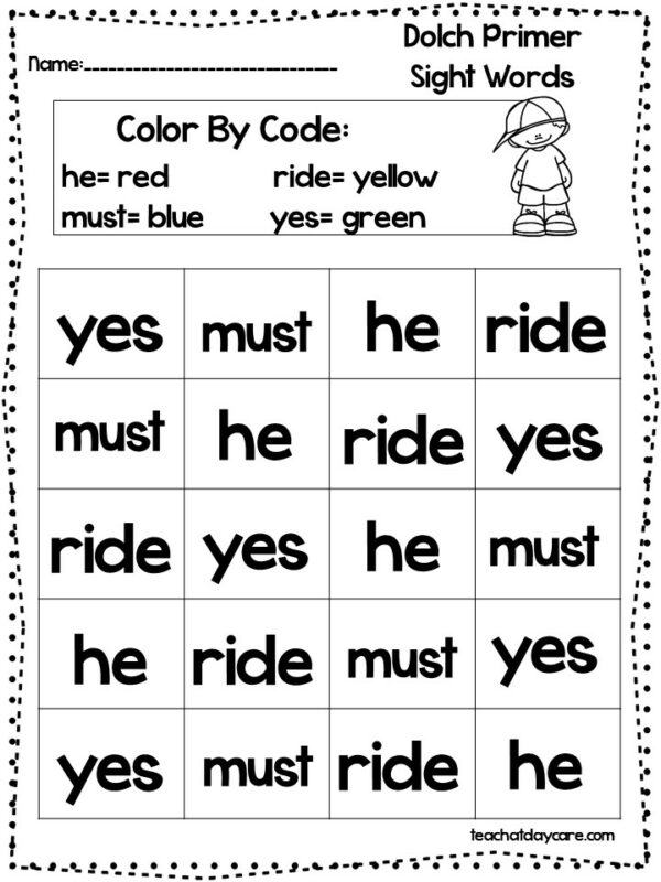 13 Printable Color the Dolch Primer Sight Words Wo | Made By Teachers