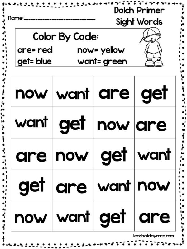 13 Printable Color the Dolch Primer Sight Words Wo | Made By Teachers