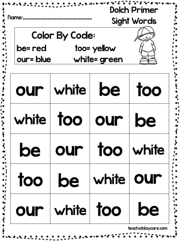 13 Printable Color the Dolch Primer Sight Words Wo | Made By Teachers