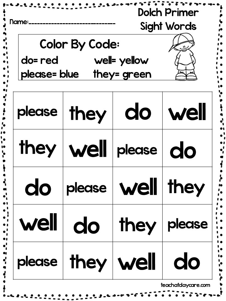 13 Printable Color the Dolch Primer Sight Words Wo | Made By Teachers