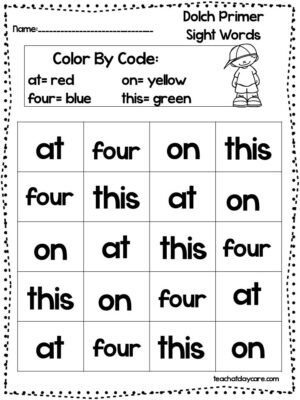 13 Printable Color the Dolch Primer Sight Words Wo - Made By Teachers